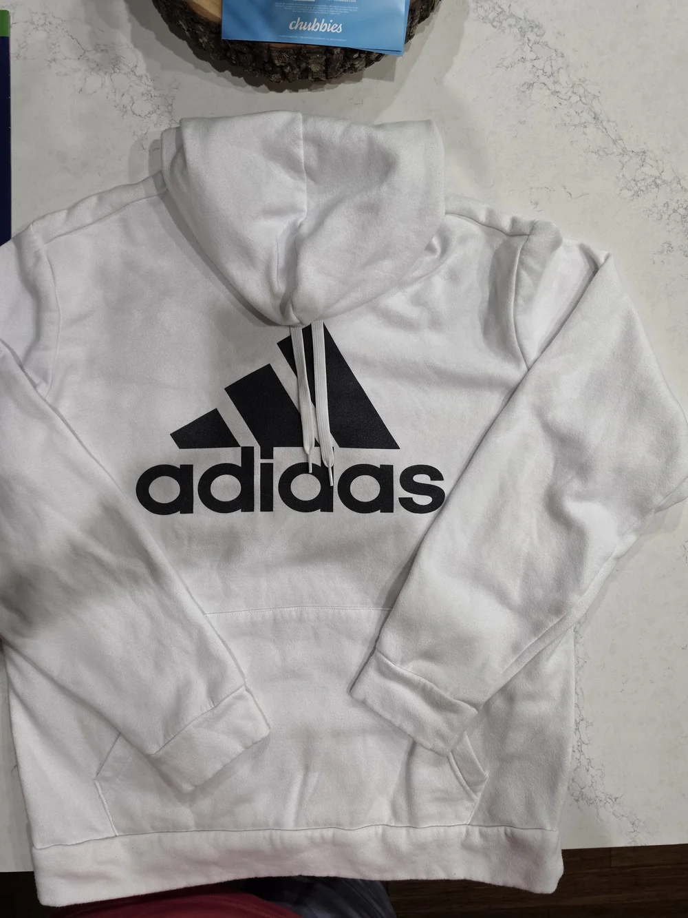 adidas | Shirts | Adidas White Hoodie With Black Logo | Poshmark